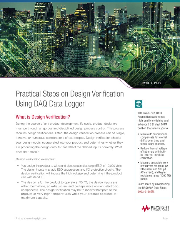 Design Verification Using DAQ Data Logger PDF Asset Page | Keysight